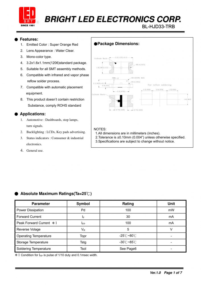 BL-HJD33-TRB datasheet page 1