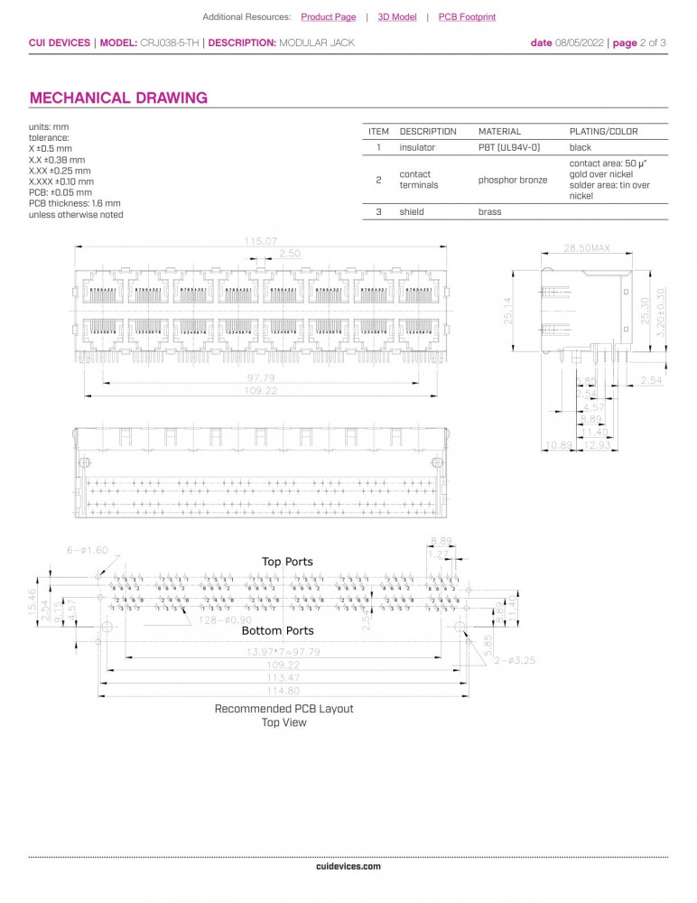 CRJ038-5-TH technical document page 2