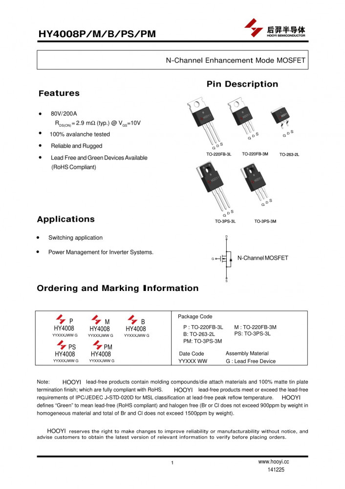 HY4008B datasheet page 1