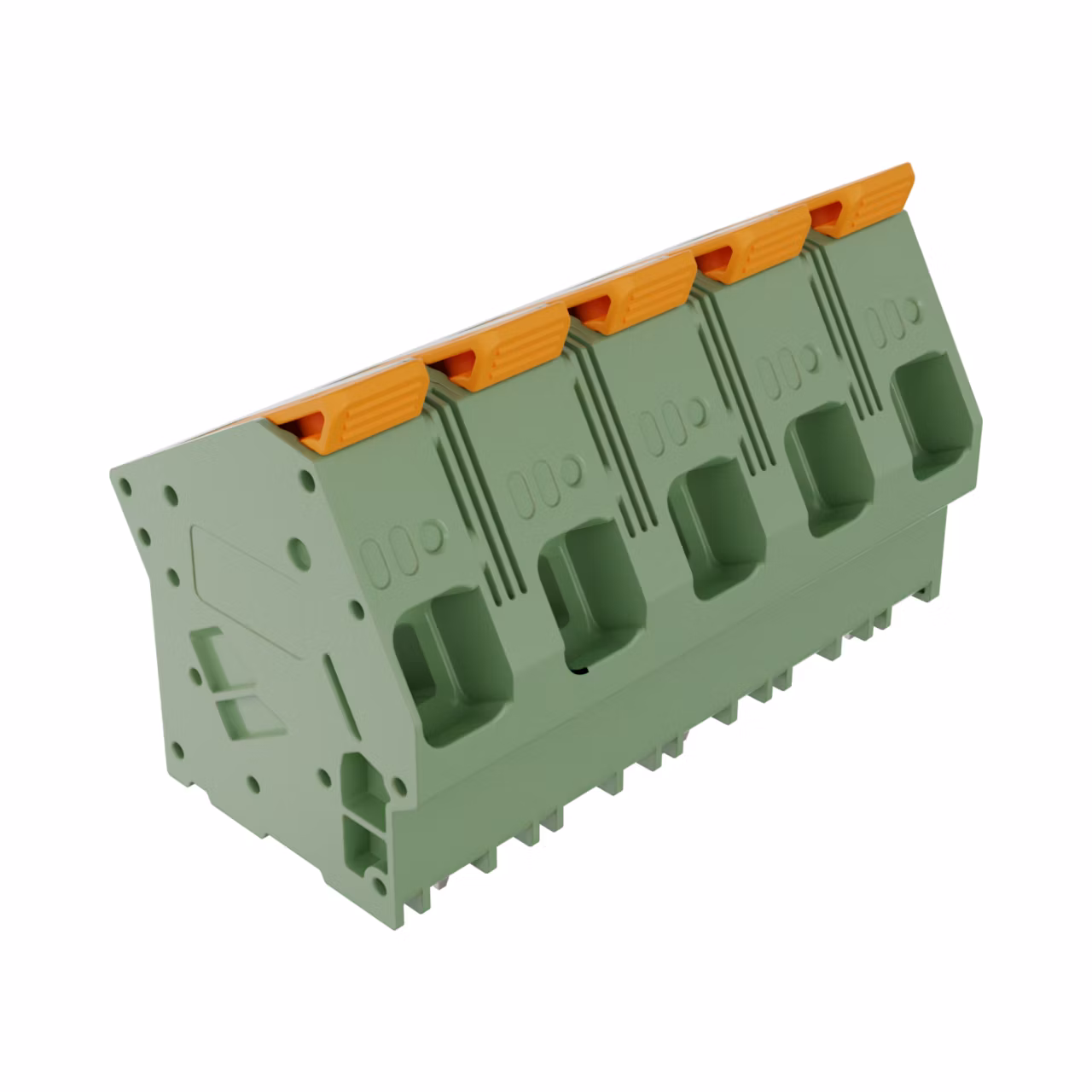 15.00mm Pitch Lever Activated Fixed Mount PCB Terminal Block, 35° Wire Entry, Left Front Terminal, 5 Circuits for sale