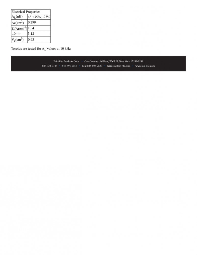 Fair-Rite 5967001901 catalog page