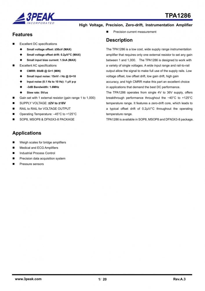 TPA1286 datasheet page 1