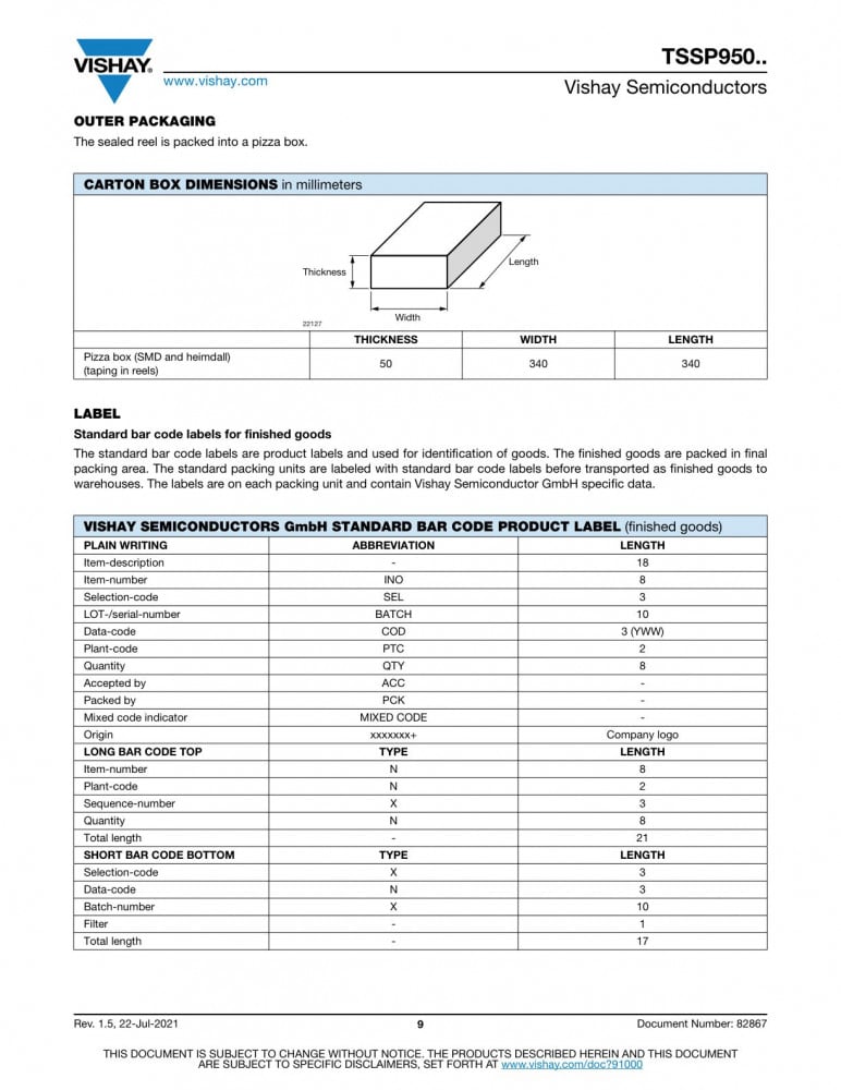 TSSP95038TR datasheet page 9