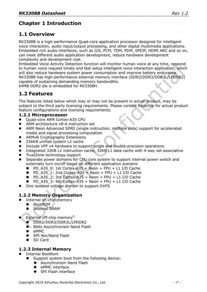 RK3308H datasheet page 7