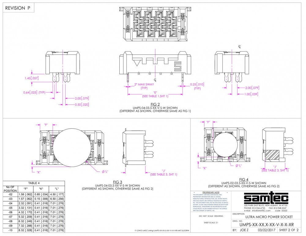 Samtec UMPS series drawing page 2