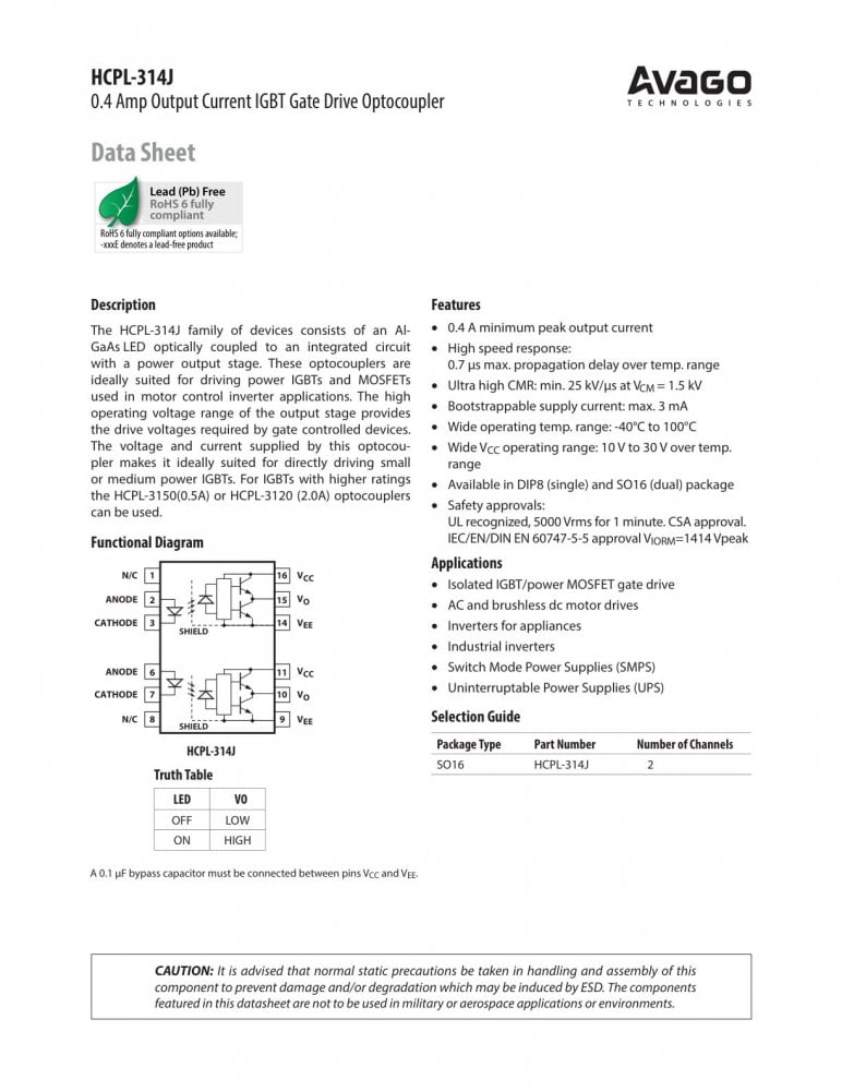 HCPL-314J datasheet page 1