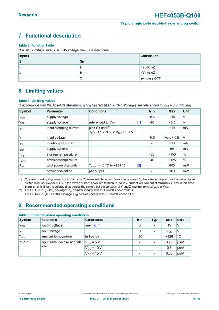HEF4053B-Q100 datasheet page 4