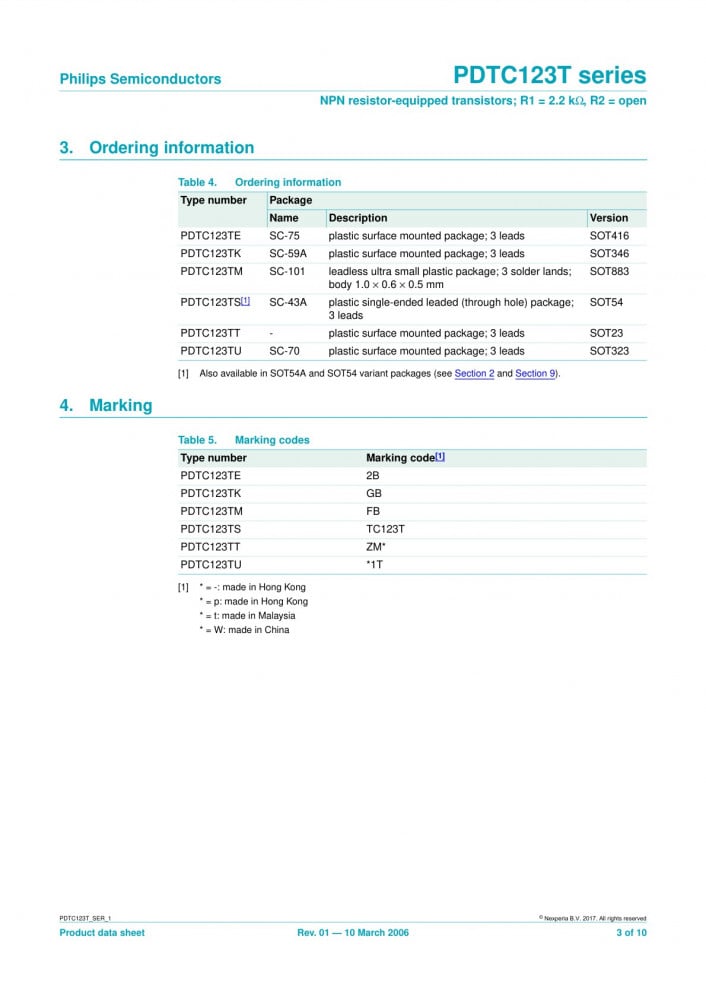 PDTC123TU datasheet page 3