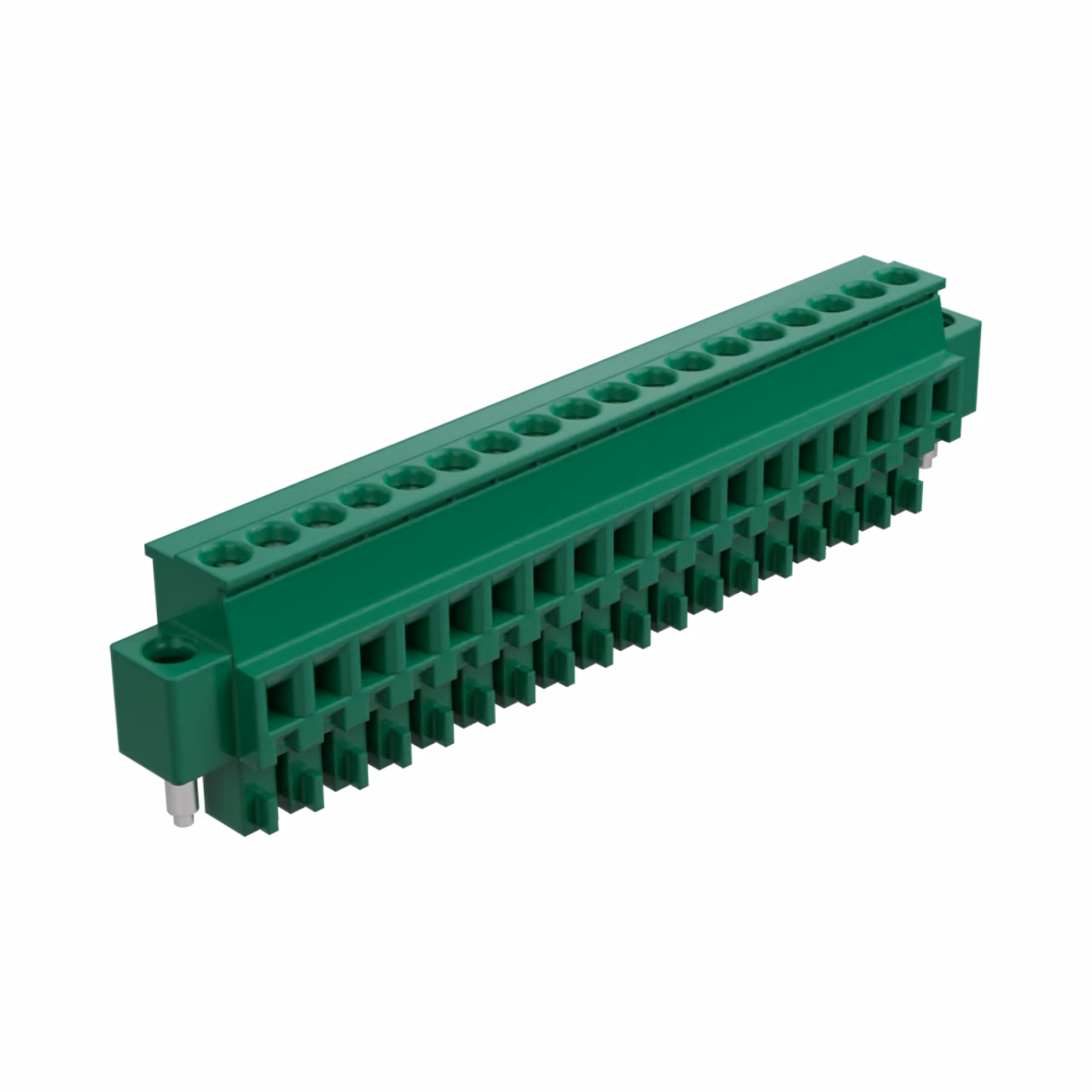 3.81mm Pitch Eurostyle Vertical Plug, with Retention Screws and Standard  Imprinting, Front Wire Entry, Green Housing, Gold (Au) Plated, 18 Circuits for sale