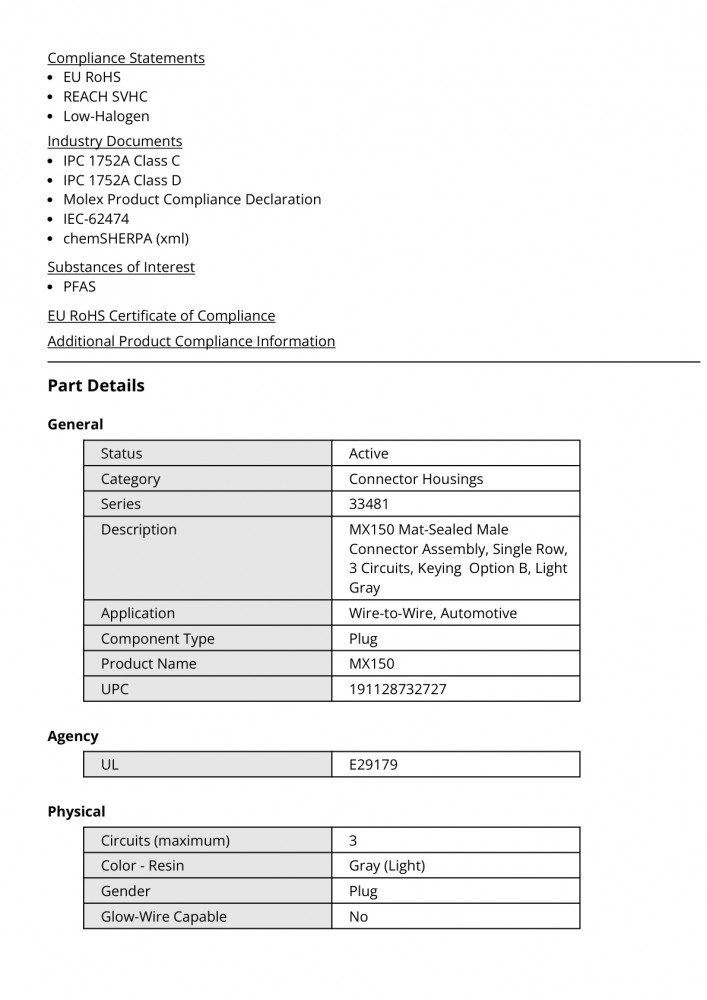 Technical documentation page 2 for MOLEX 334813302