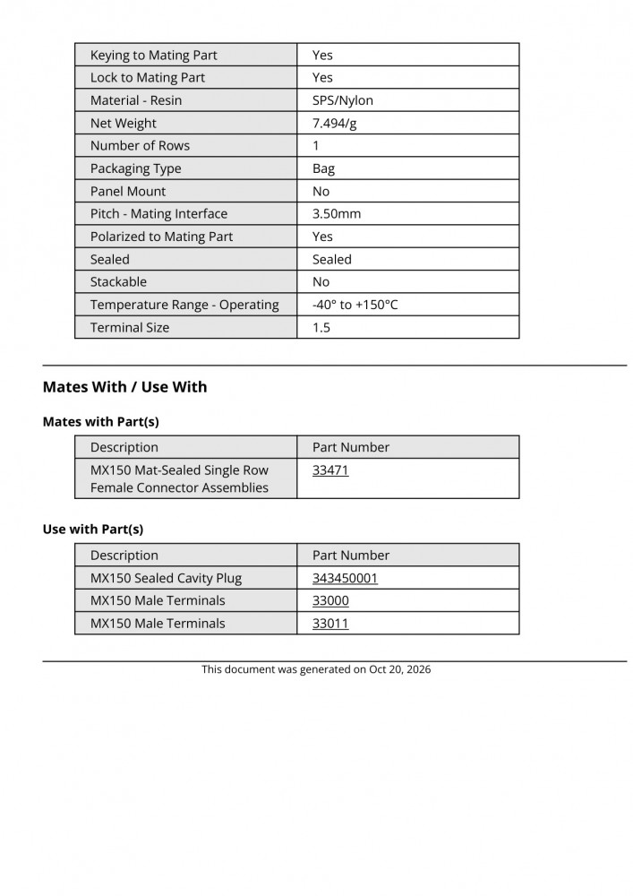 Technical documentation page 3 for MOLEX 334813302