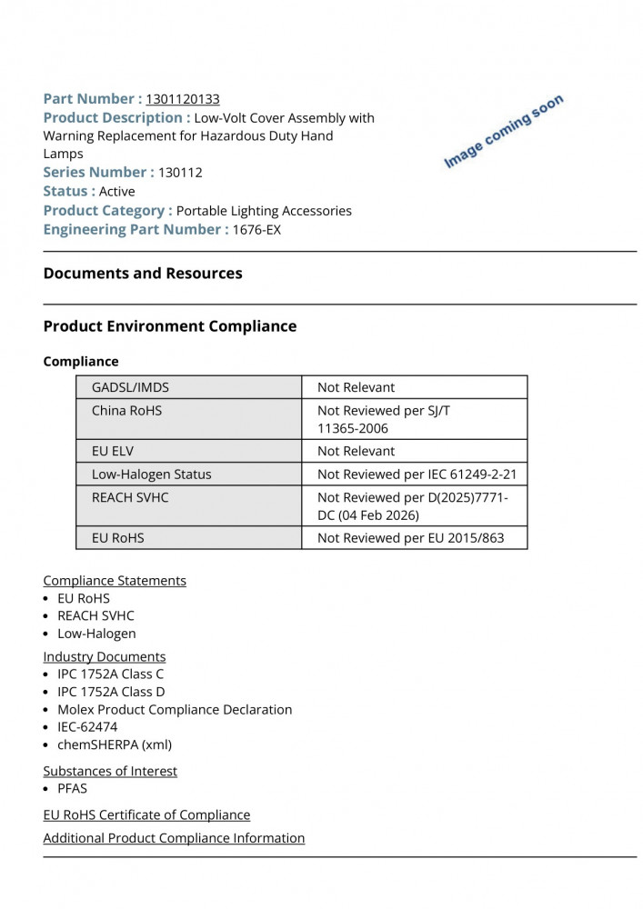 Document page image 1 for Molex 1301120133