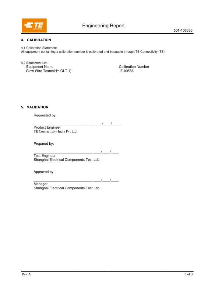 TE Connectivity FASTON 250 material evaluation document page 3