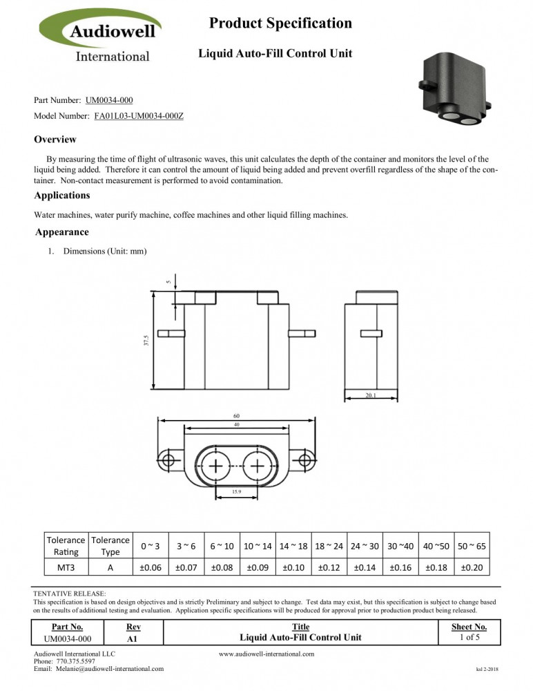 UM0034-000 datasheet page 1