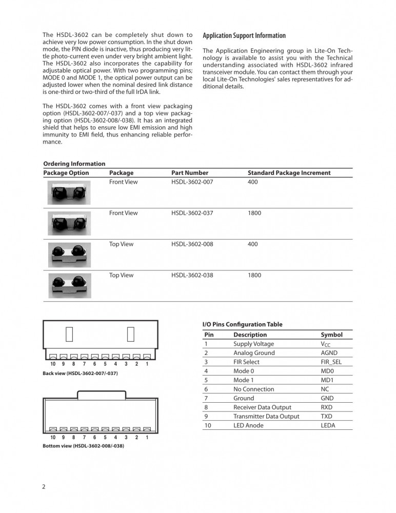 HSDL-3602 datasheet page 2