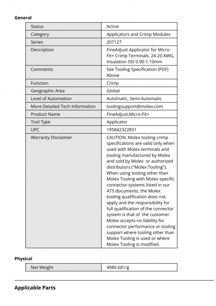 Molex 2037023500 tooling document, page 2