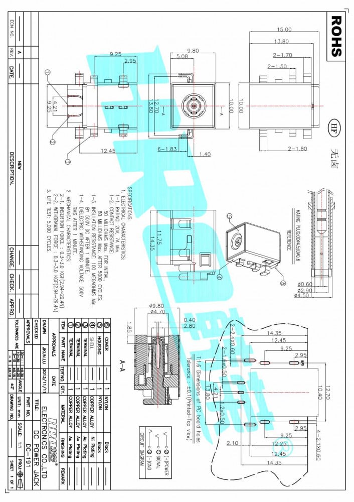 Korean Hroparts Elec DC-191 technical document