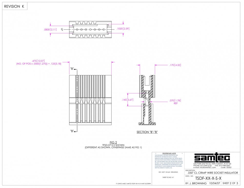 Samtec TSDF technical drawing page 2