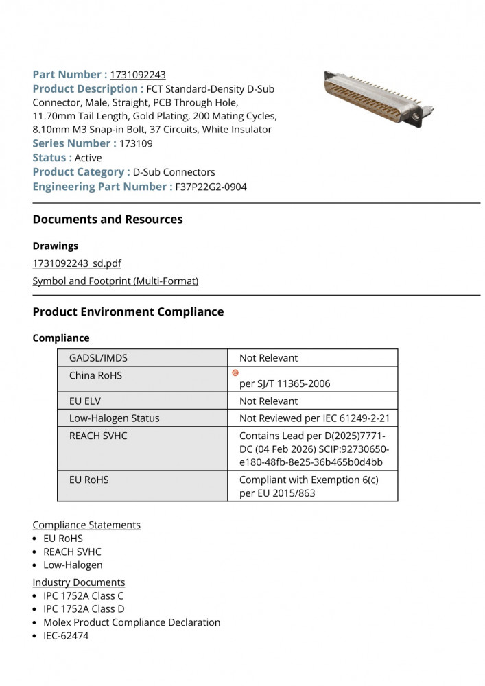MOLEX 1731092243 drawing page 1