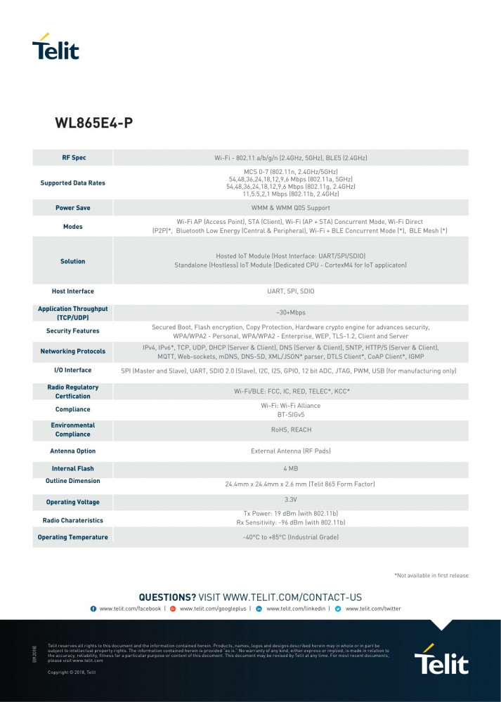 WL865E4-P technical document page 2