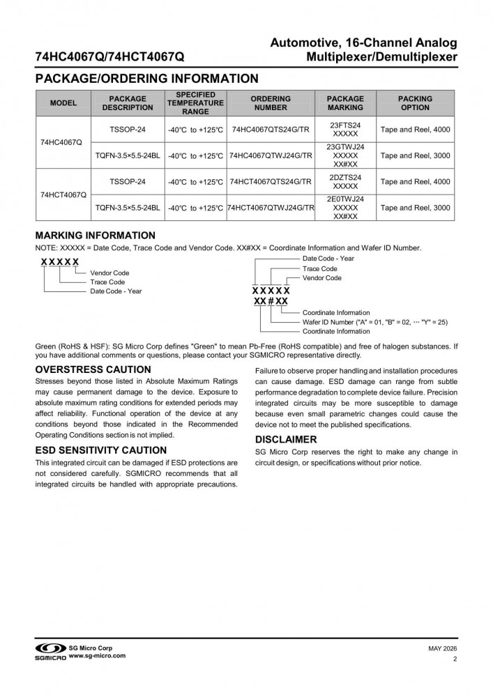 74HCT4067Q datasheet page 2