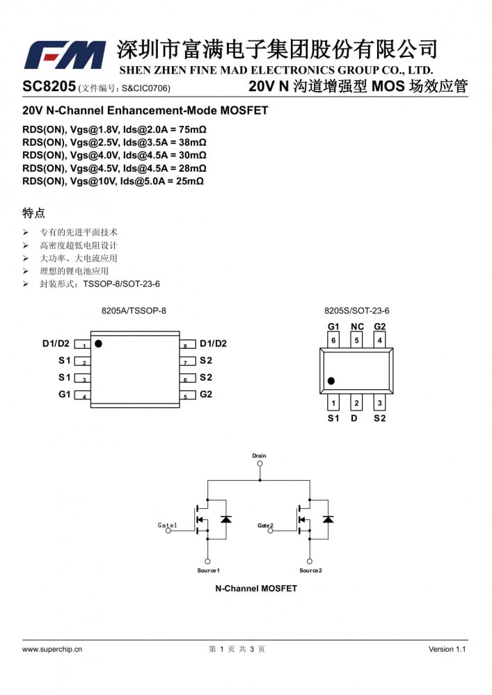 SC8205A datasheet page 1