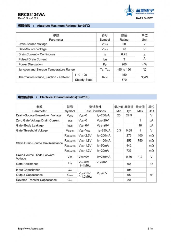 BRCS3134WA datasheet page 2