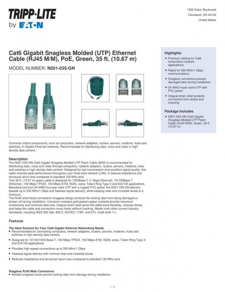 N201-035-GN technical document page 1