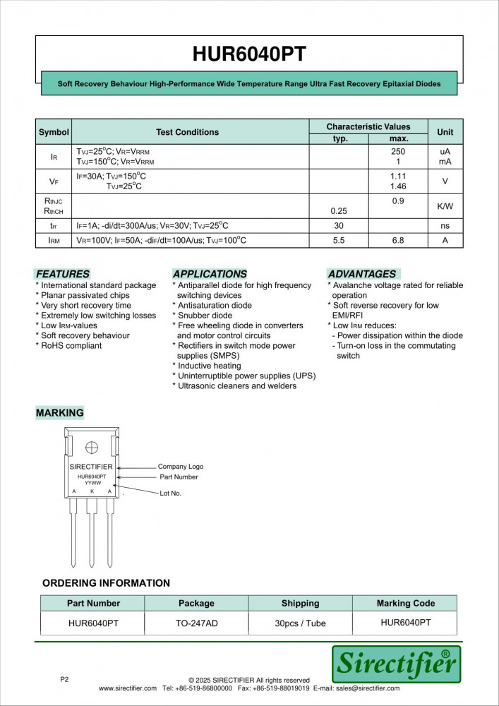 HUR6040PT datasheet page 2