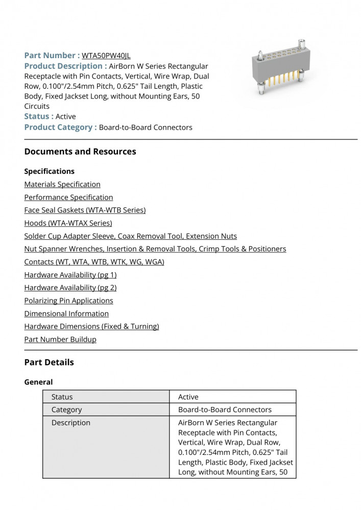 WTA50PW40JL technical document image 1