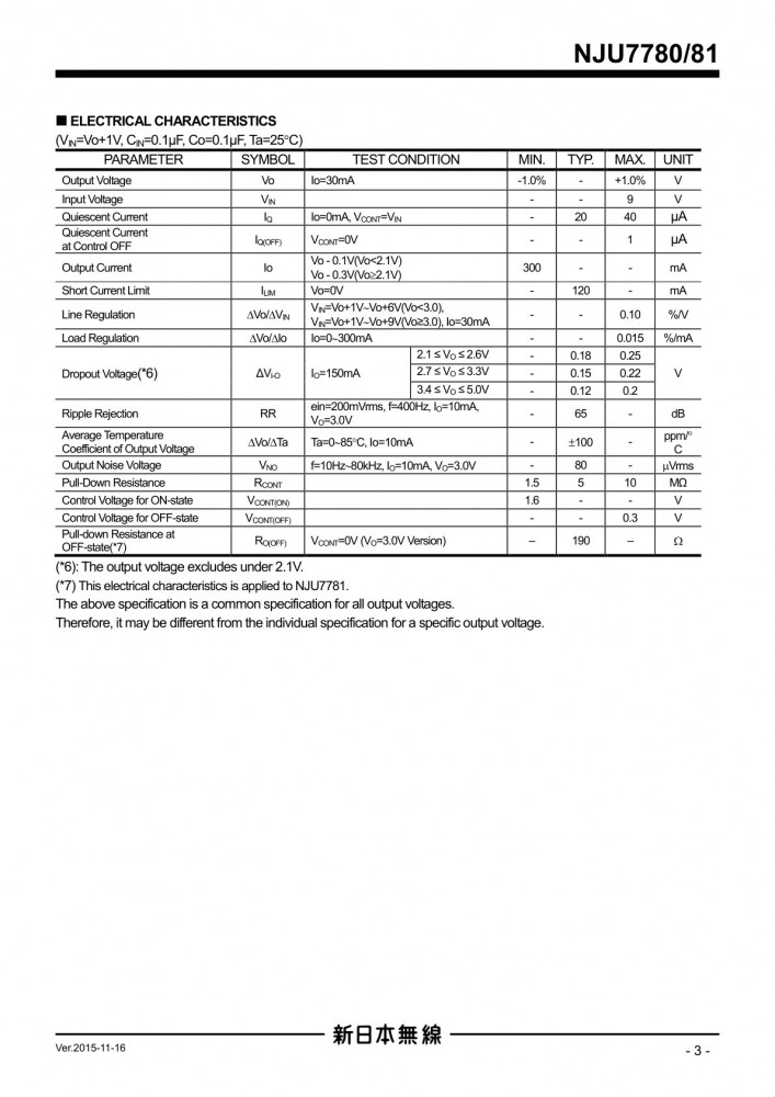 NJU7781 technical document page 3
