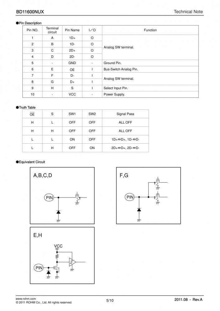 BD11600NUX-E2 datasheet page 5