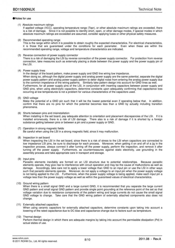 BD11600NUX-E2 datasheet page 8