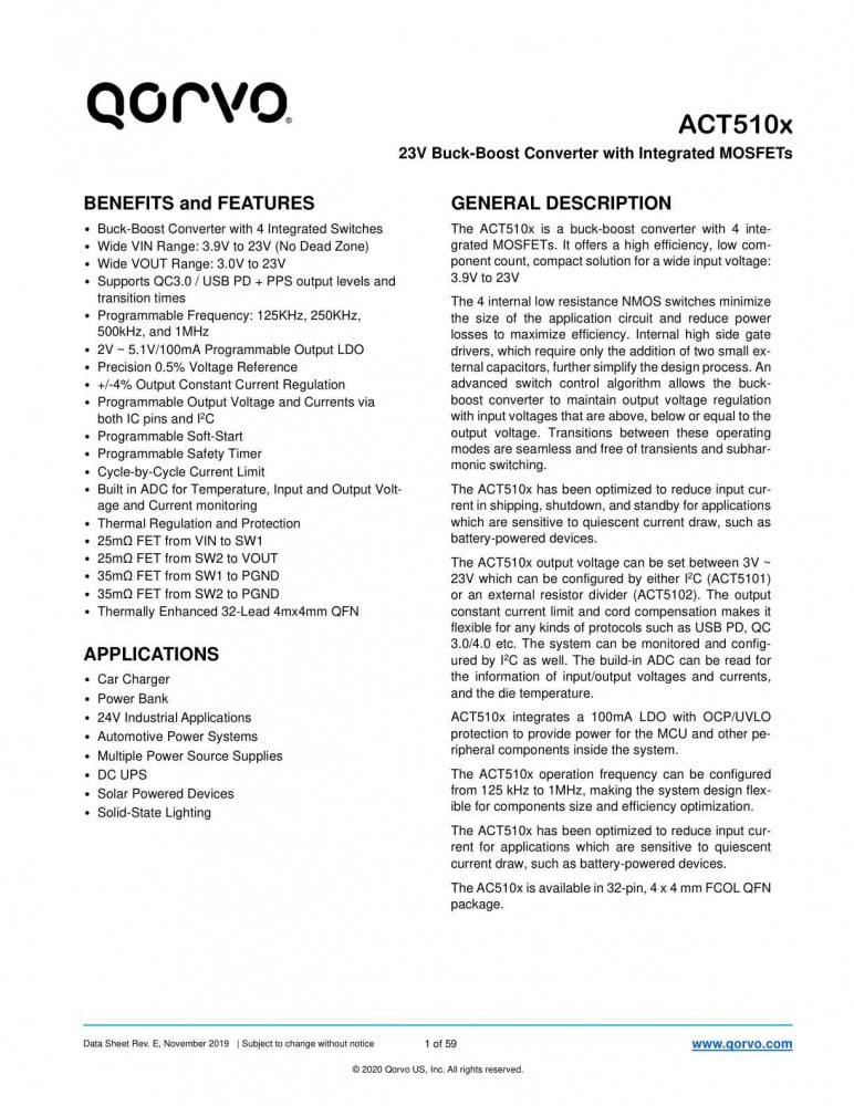 ACT5102QI102-T datasheet page 1