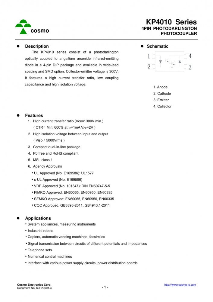 KP4010 datasheet page 1