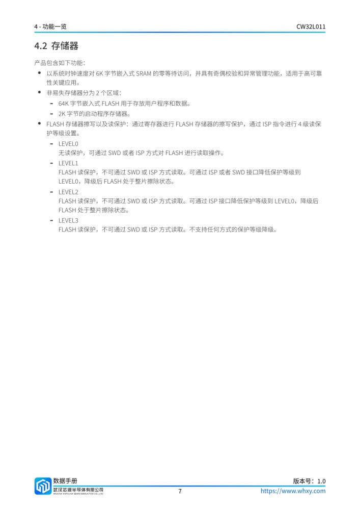 CW32L011 datasheet page 10