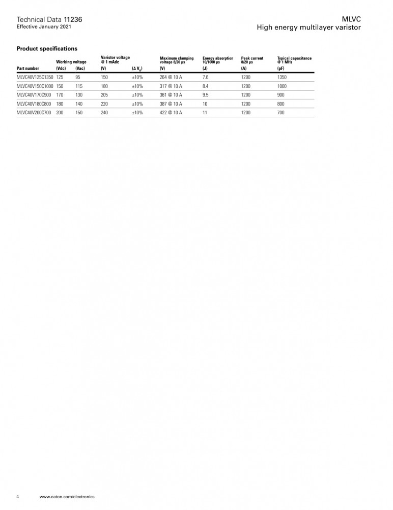 EATON MLVC datasheet page 4