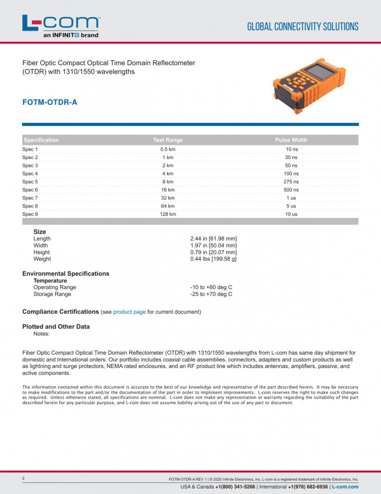 L-com FOTM-OTDR-A product document page 2