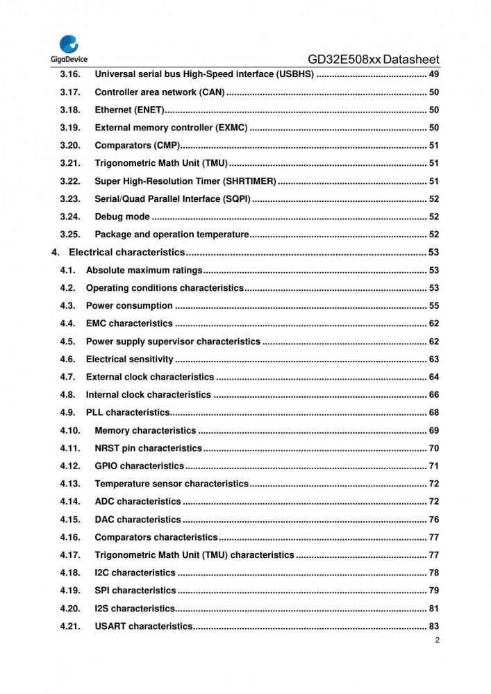 GD32E508xx datasheet page 3