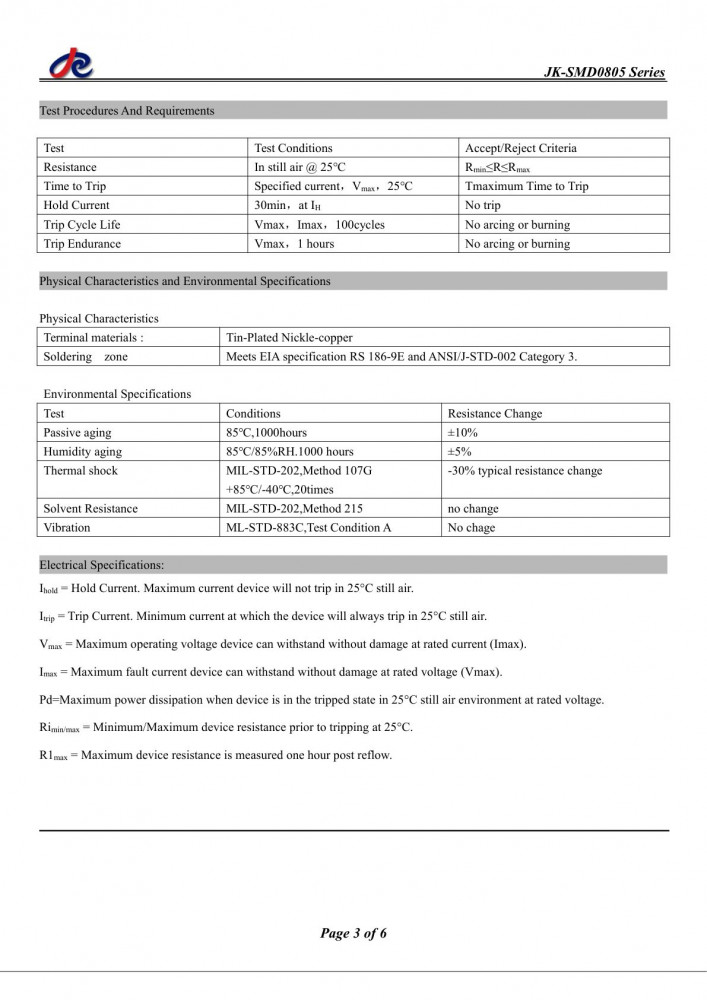 JK-SMD0805 series datasheet page 3