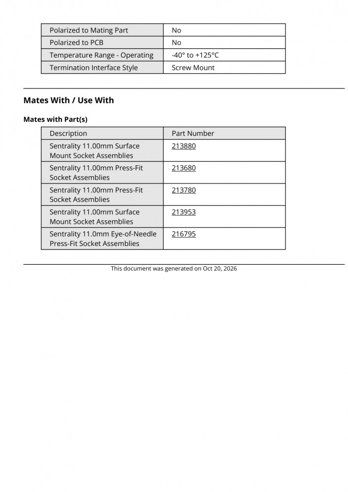 Product document page 3 for Molex Sentrality 2139020012