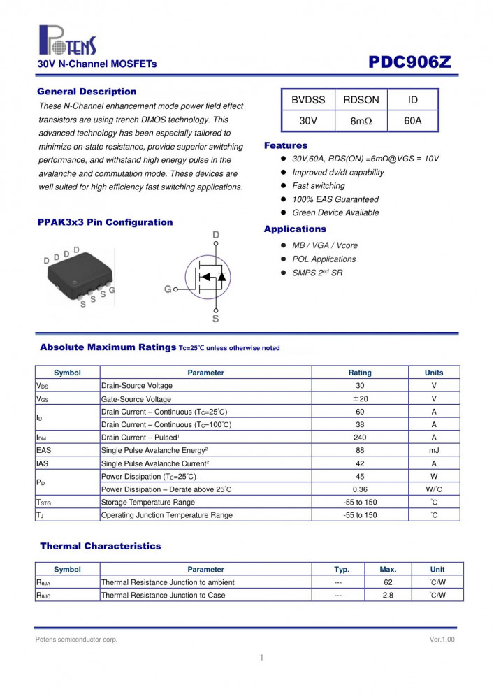 PDC906Z datasheet page 1