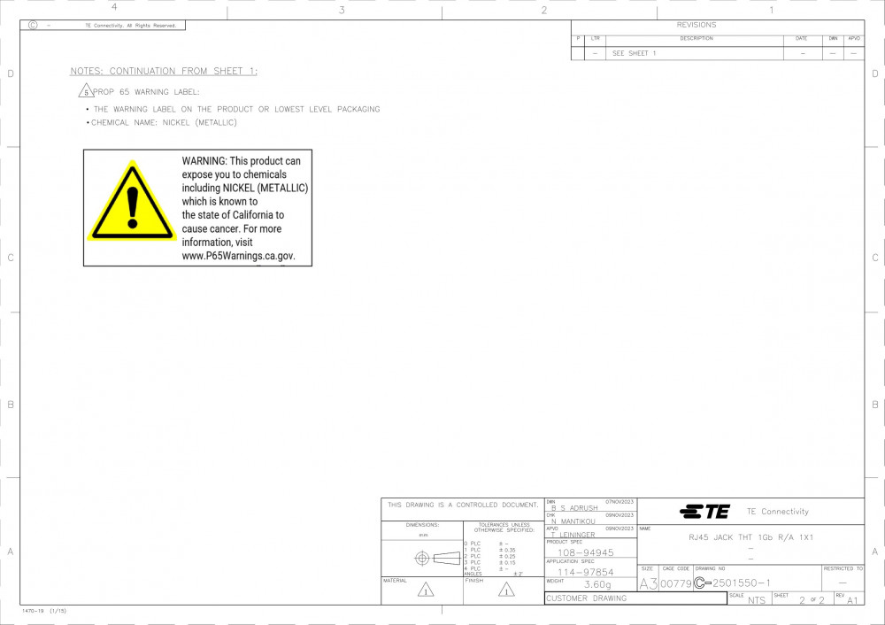 TE Connectivity 2501550-1 technical drawing page 2