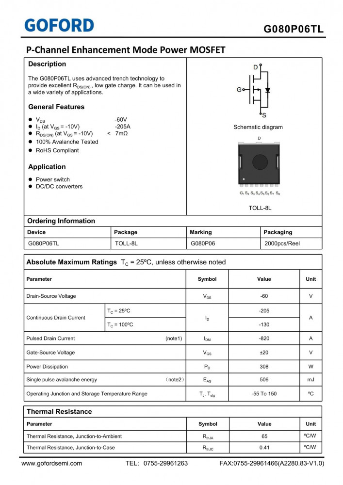 G080P06TL datasheet page 1