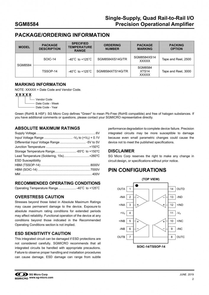 SGM8584 datasheet page 2