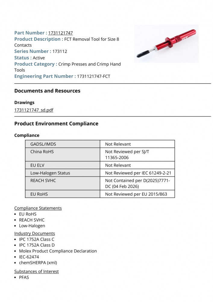MOLEX 1731121747 drawing page 1
