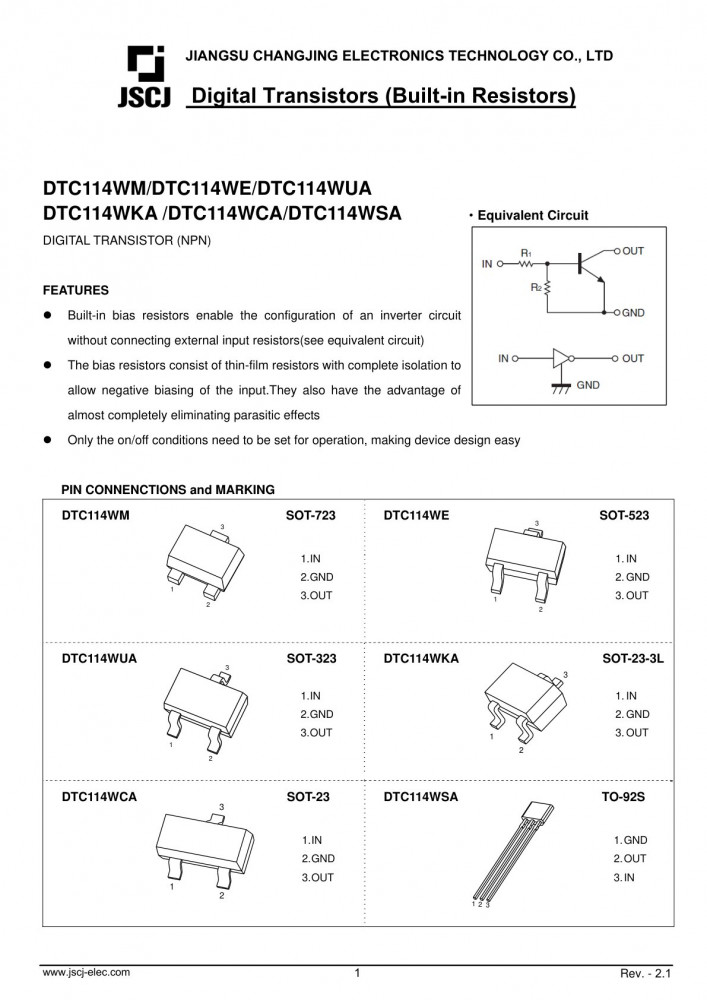 DTC114WUA datasheet page 1