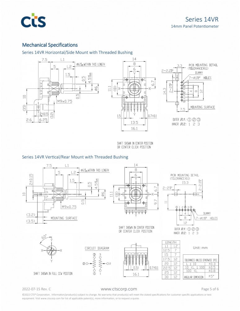 CTS 14VR Series datasheet page 5