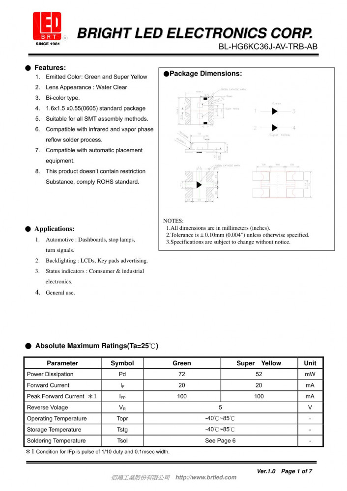 BL-HG6KC36J-AV-TRB datasheet page 1