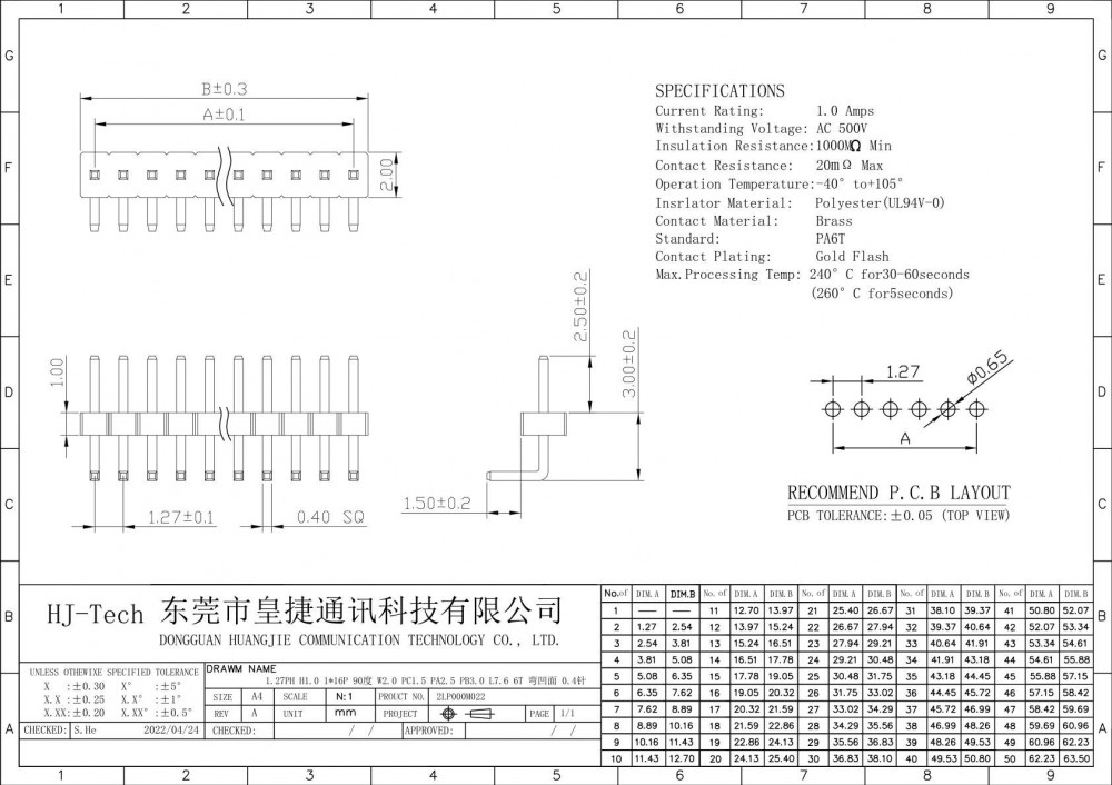 HJ Tech 2LP000M022 technical document page